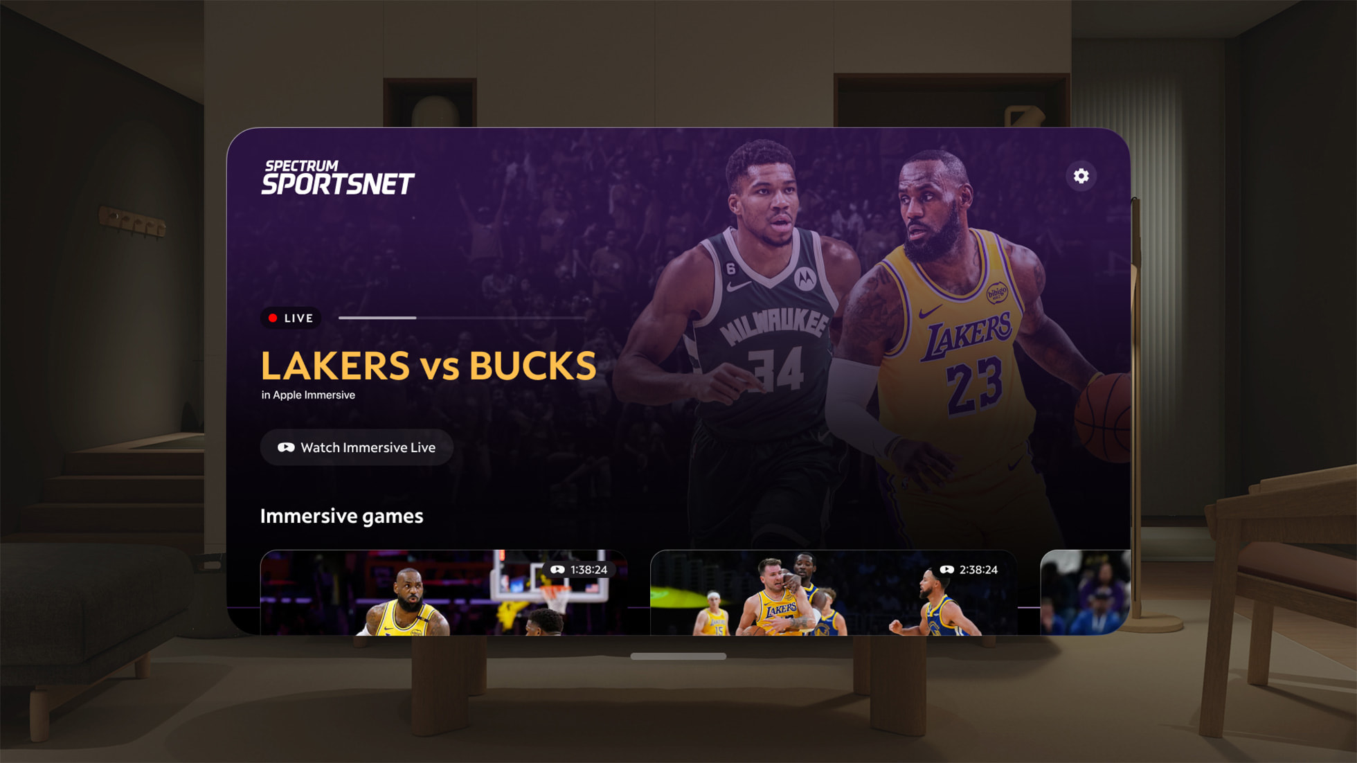 Los Angeles Lakers games on Spectrum Front Row in Apple Immersive tip ...